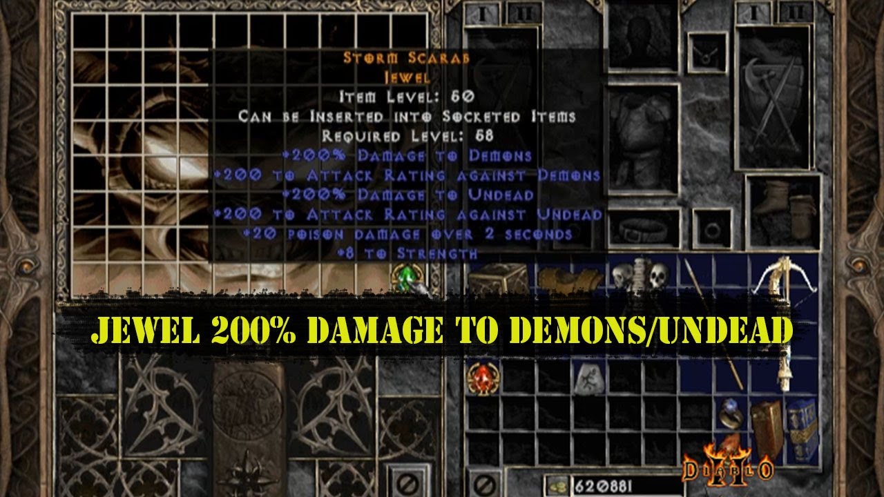 Diablo 2 Fury Within - Ghép Craft Jewel Cam 200% damage to demon undead ...