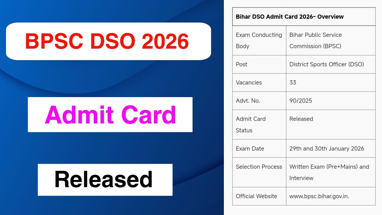 BPSC DSO 2026 Admit Card Released | BPSC DSO 2026 Admit Card Out | MDE ...