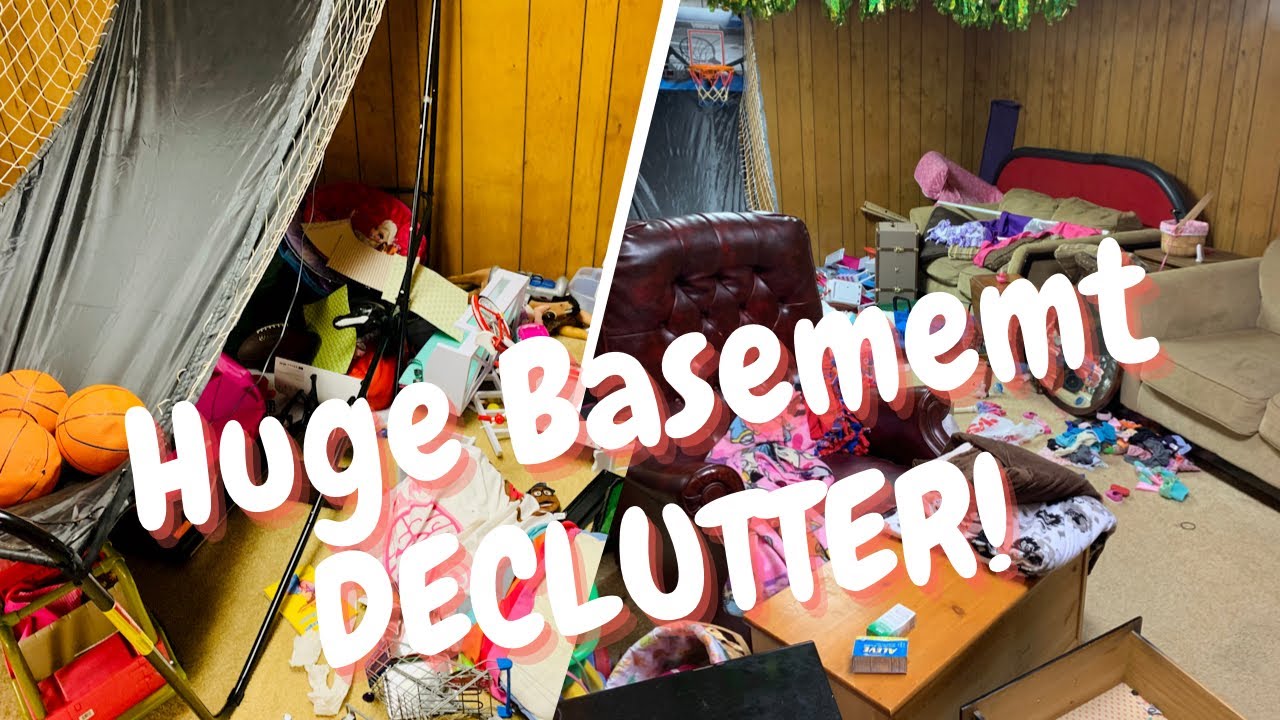 MASSIVE BASEMENT DECLUTTER/ decluttering the finished part of my ...