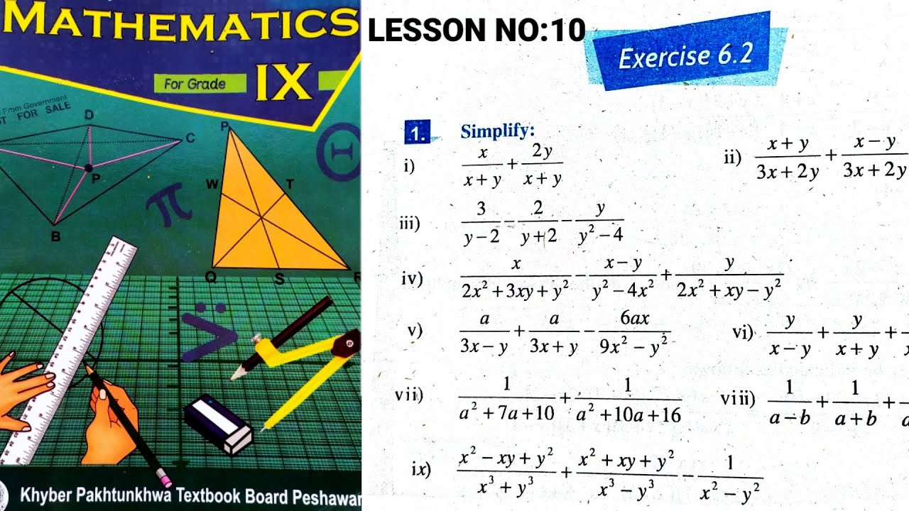 9th Class MATH | LESSON NO:10 UNIT:6 | EX.6.2 Q.1(vi to ix) Algebraic ...