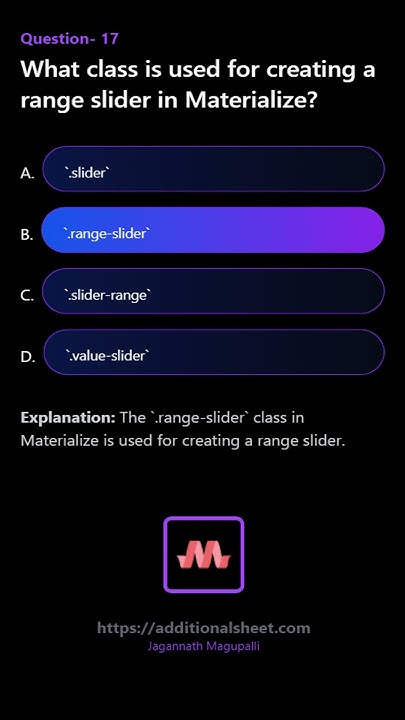 What class is used for creating a range slider in Materialize #materialize - YouTube