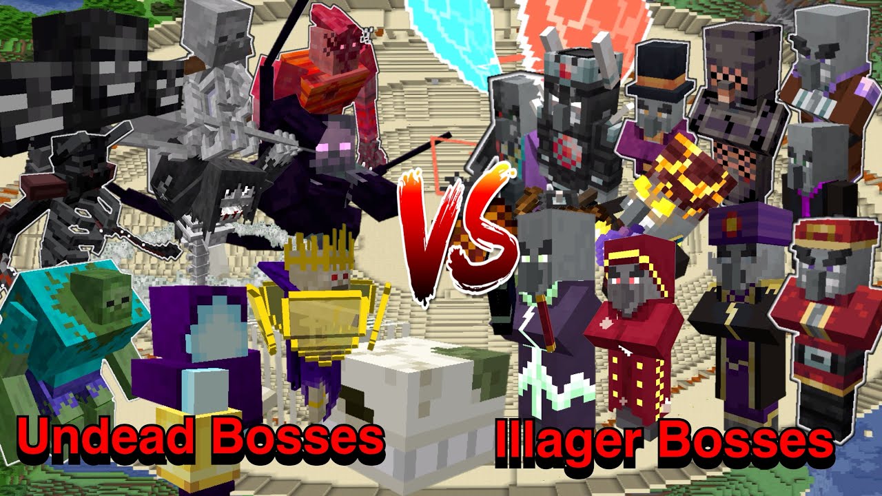 Minecraft |Mobs Battle| Your Requests| Undead Bosses VS Illager Bosses ...