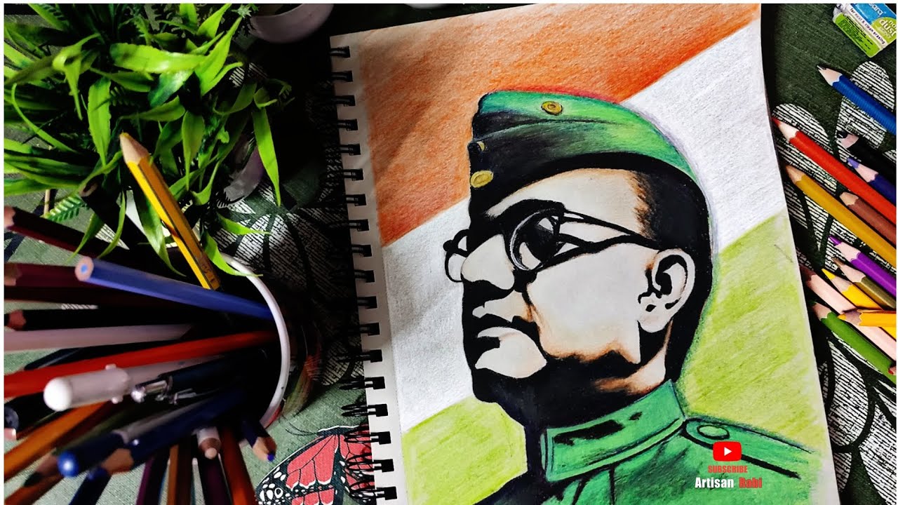 Netaji Subhash Chandra Bose Drawing Easy with Colour Pencils|নেতাজি ...