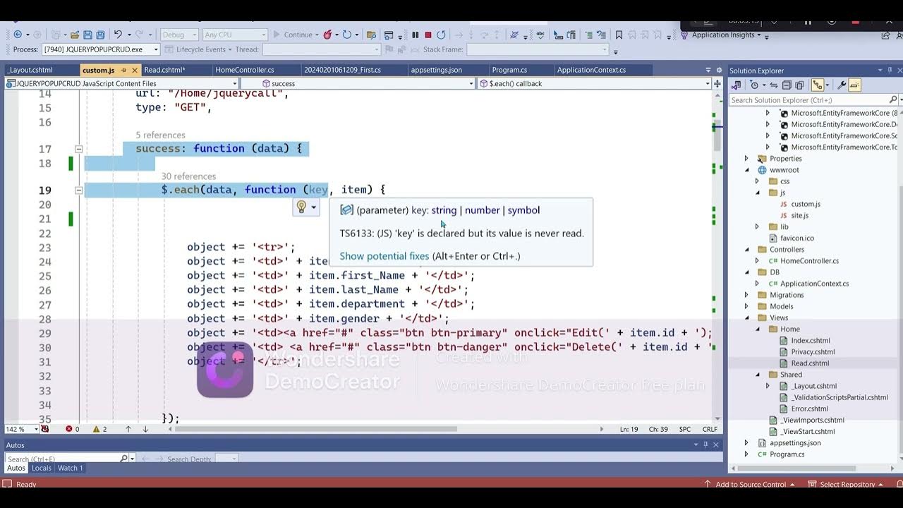 jQuery Ajax CRUD in ASP.NET Core MVC @CodingwithATYoutuber - YouTube