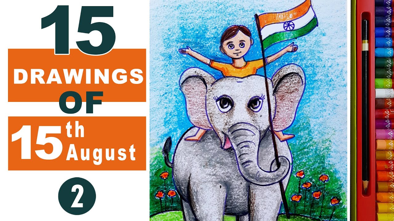 15th August Drawing |Independence Day Drawing|Kids Drawing | Oilpastel ...