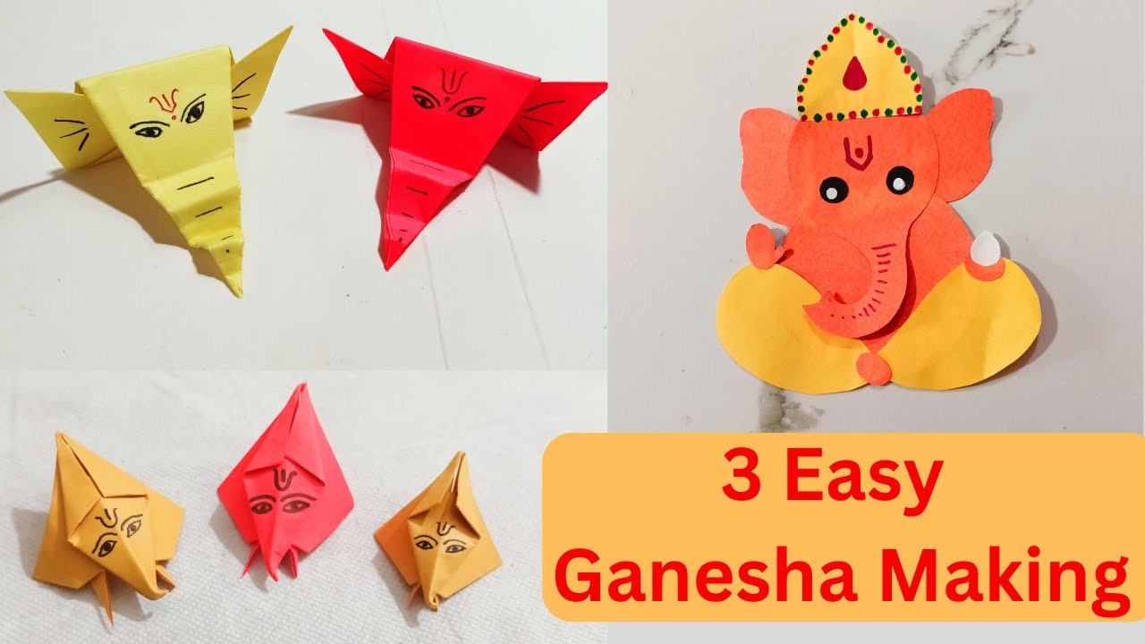 3 Easy Ganpati making at home with paper | How to make paper ganesha ...