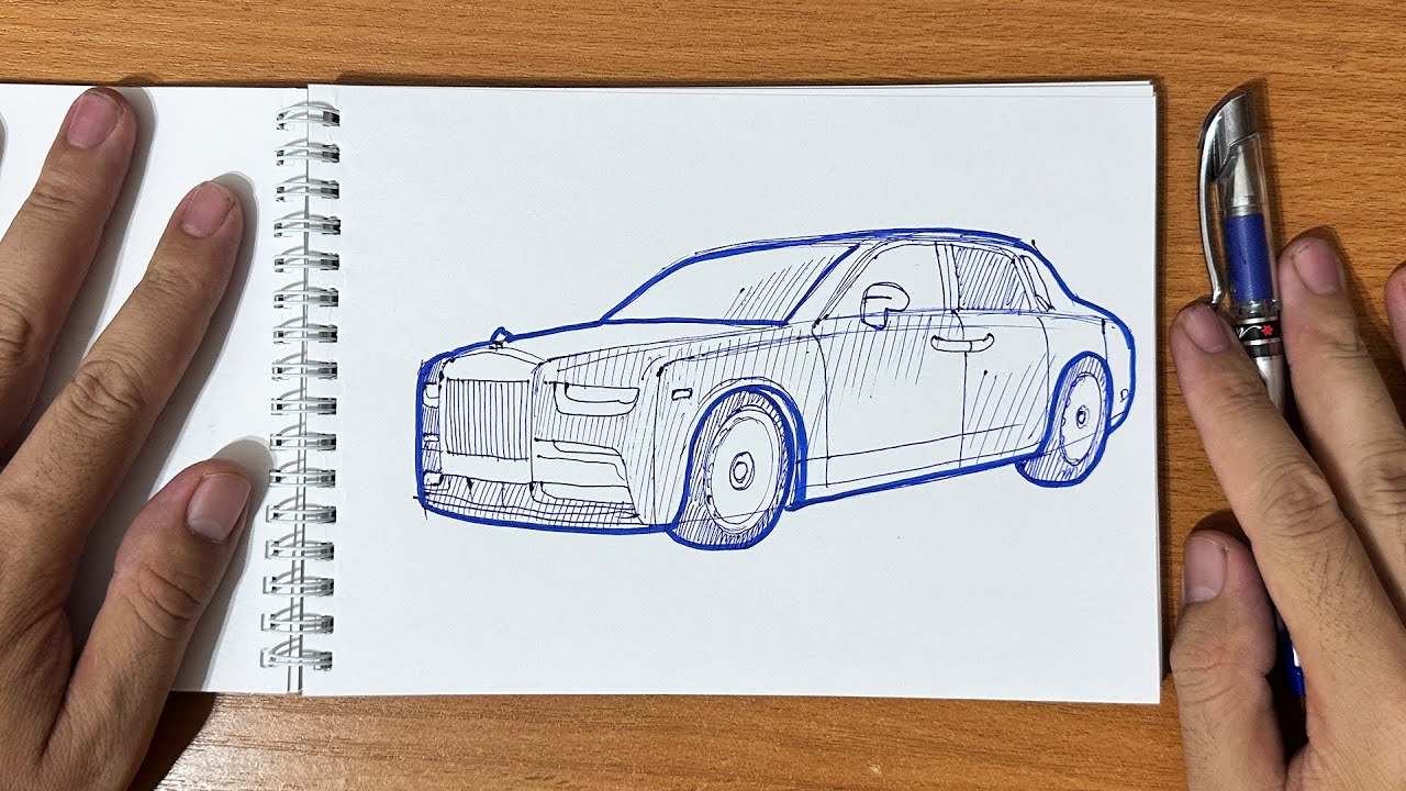 How to draw a ROLLS ROYCE PHANTOM 2018 | Drawing Rolls-Royce phantom ...