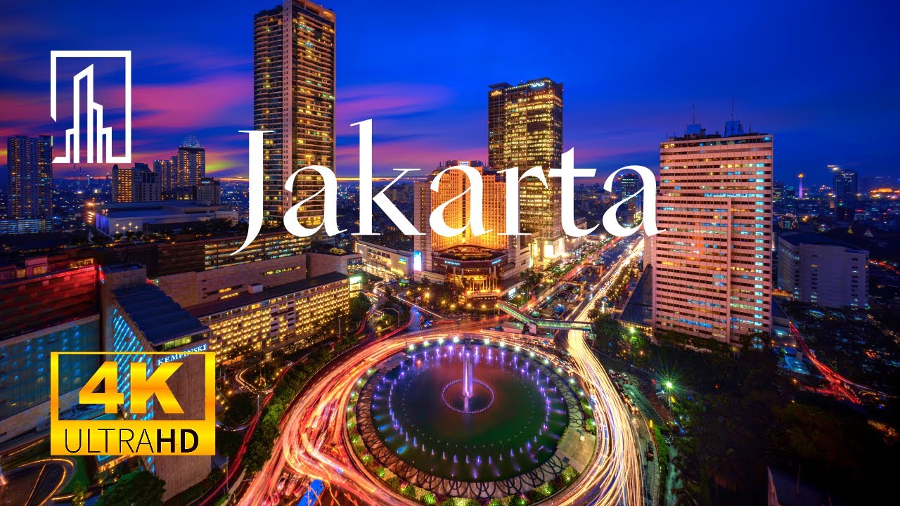 Jakarta, Indonesia night skyline footage by drone 4K - YouTube