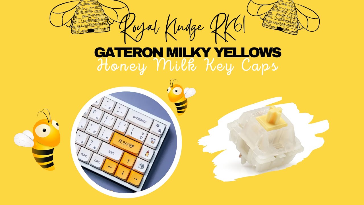 RK61 Gateron Milky Yellow Switches + DSA Honey Milk keycaps - YouTube