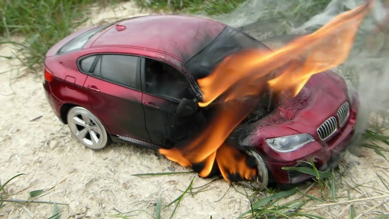 toy car for kids BMW X6 on fire and blowing up | video for kids - YouTube