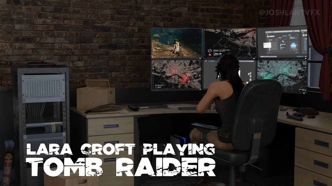 Lara Croft playing Tomb Raider | Animated Loop - YouTube