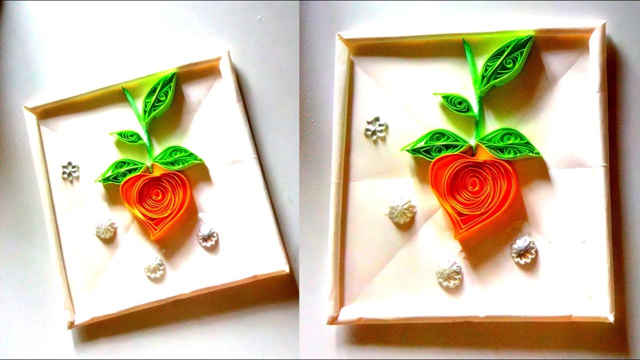 mango quilling design || mango design crafts || how to make paper mango ...