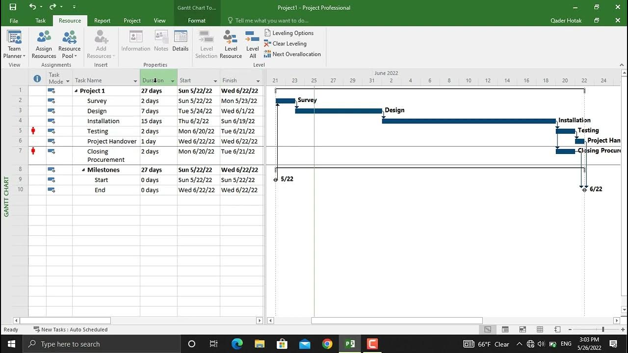 Resource Leveling in Ms. Project - YouTube