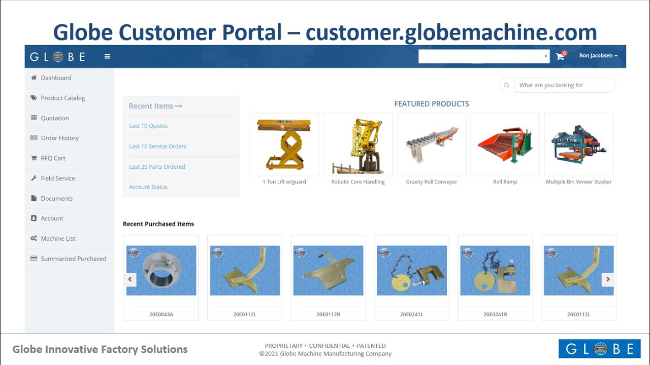 Globe Machine Customer Portal Demo - YouTube