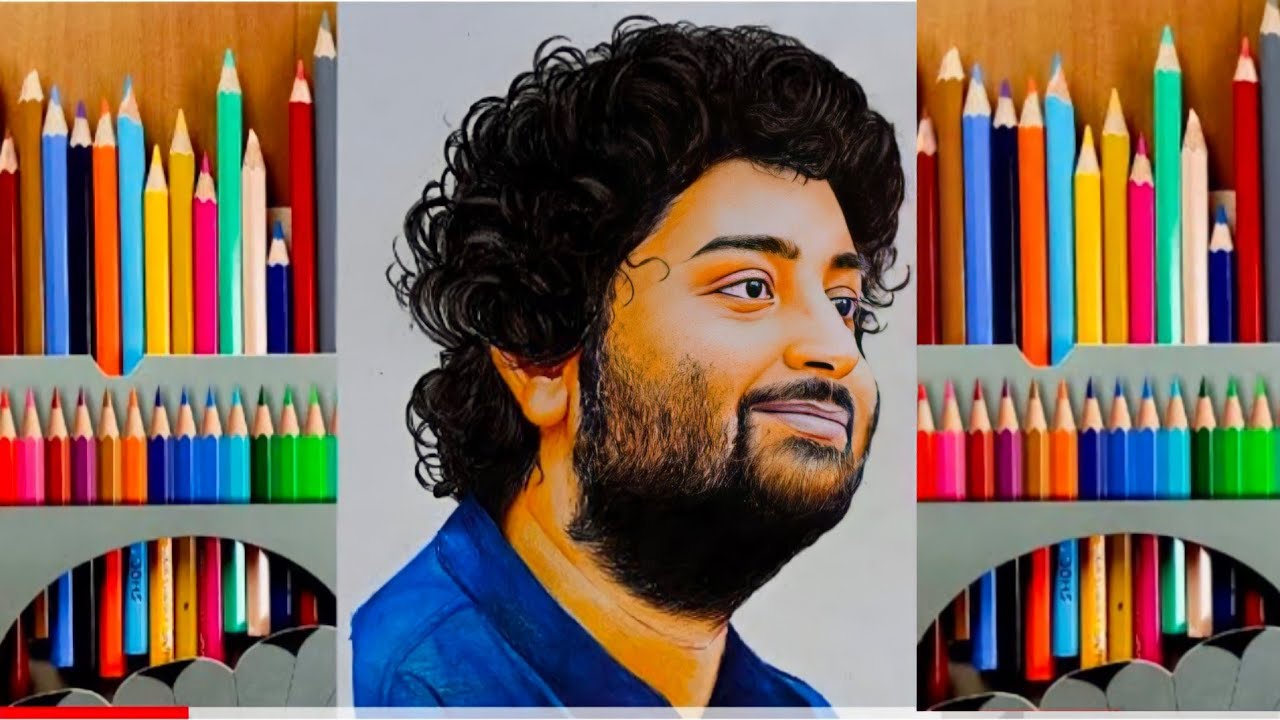Arijit Singh drawing with pencil colours || How to draw arijit singh ...