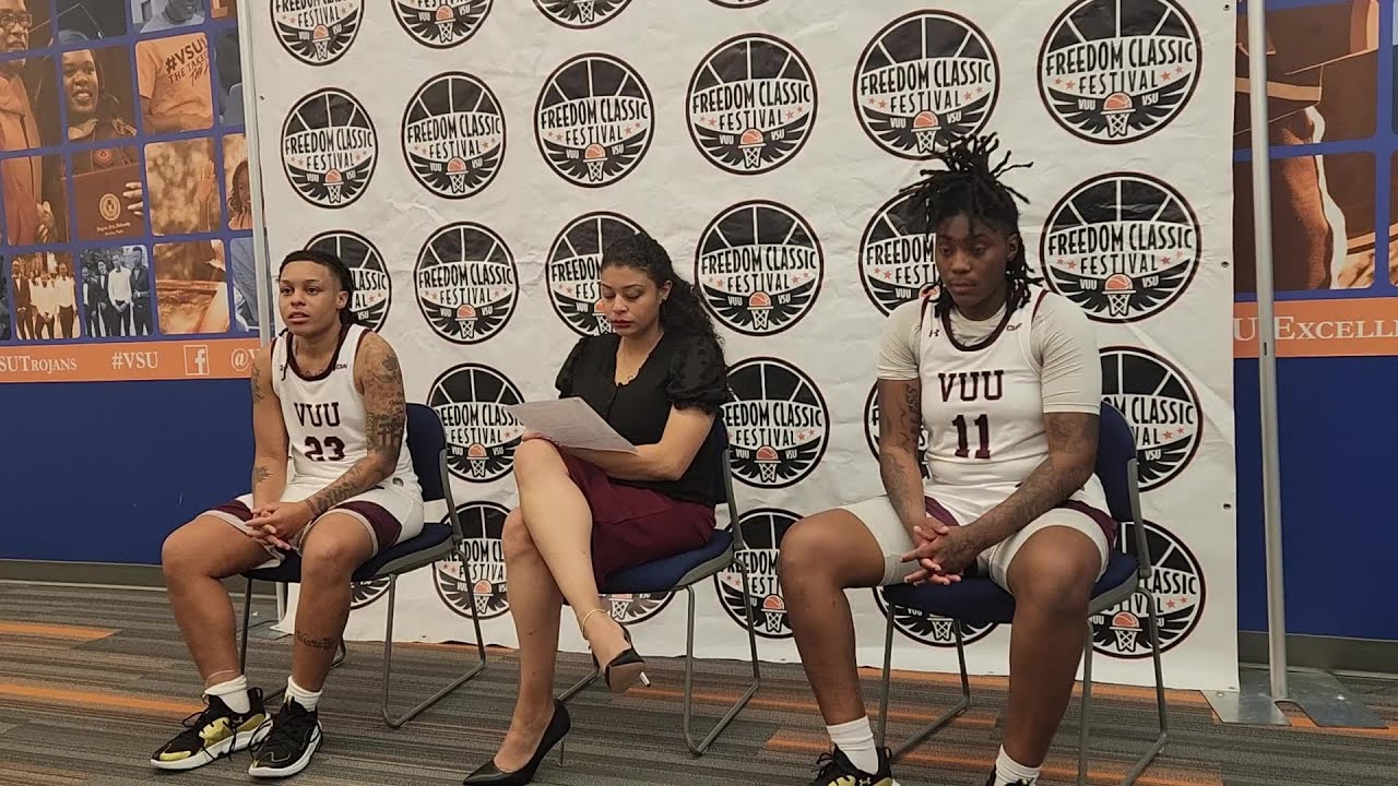 Virginia Union women's basketball talks win over Virginia State - YouTube