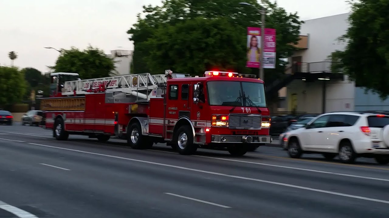LAFD Light Force 61 Responding (Lots of Horn) - YouTube