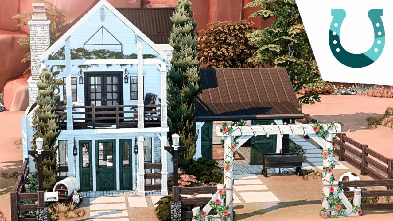 TINY MODERN RANCH HOUSE 🤠 The Sims 4: Horse Ranch | Speed Build - YouTube