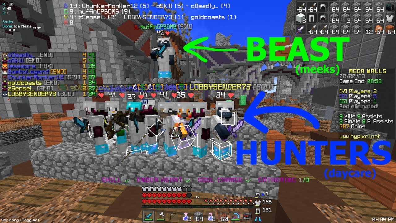 HUNTERS vs BEAST in MEGA WALLS (8v1 CLUTCH?) - mega walls clips - YouTube