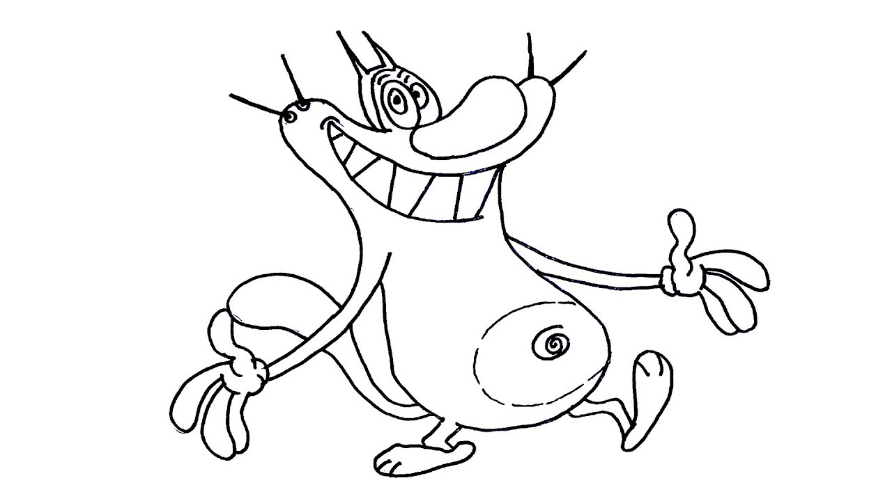 How to draw oggy and the cockroaches easy step by step for children ...