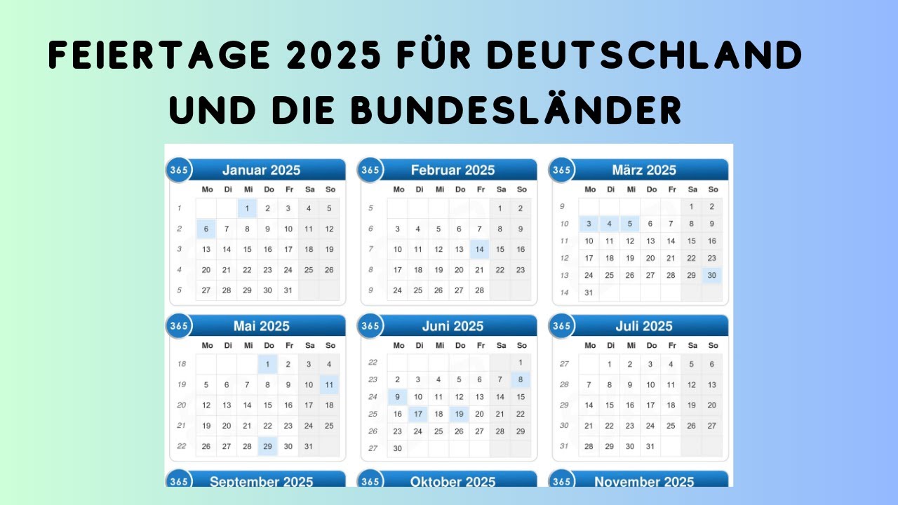 Feiertage 2025 für Deutschland und die Bundesländer - YouTube