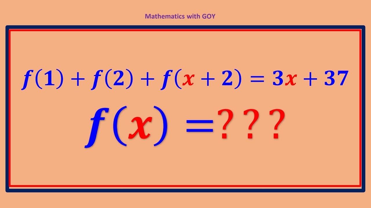 f(1)+f(2)+f(x+2)=3x+27, f(x)=?? | how to solve this functional equation ...