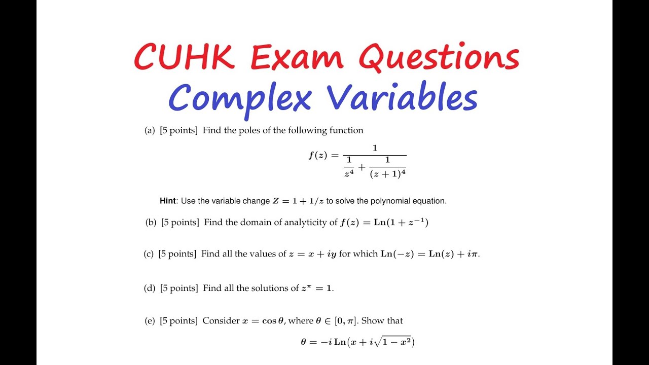 [[大學問數]]Advance Maths Q20251019|| q4|| Complex Function|| CUHK Exam ...