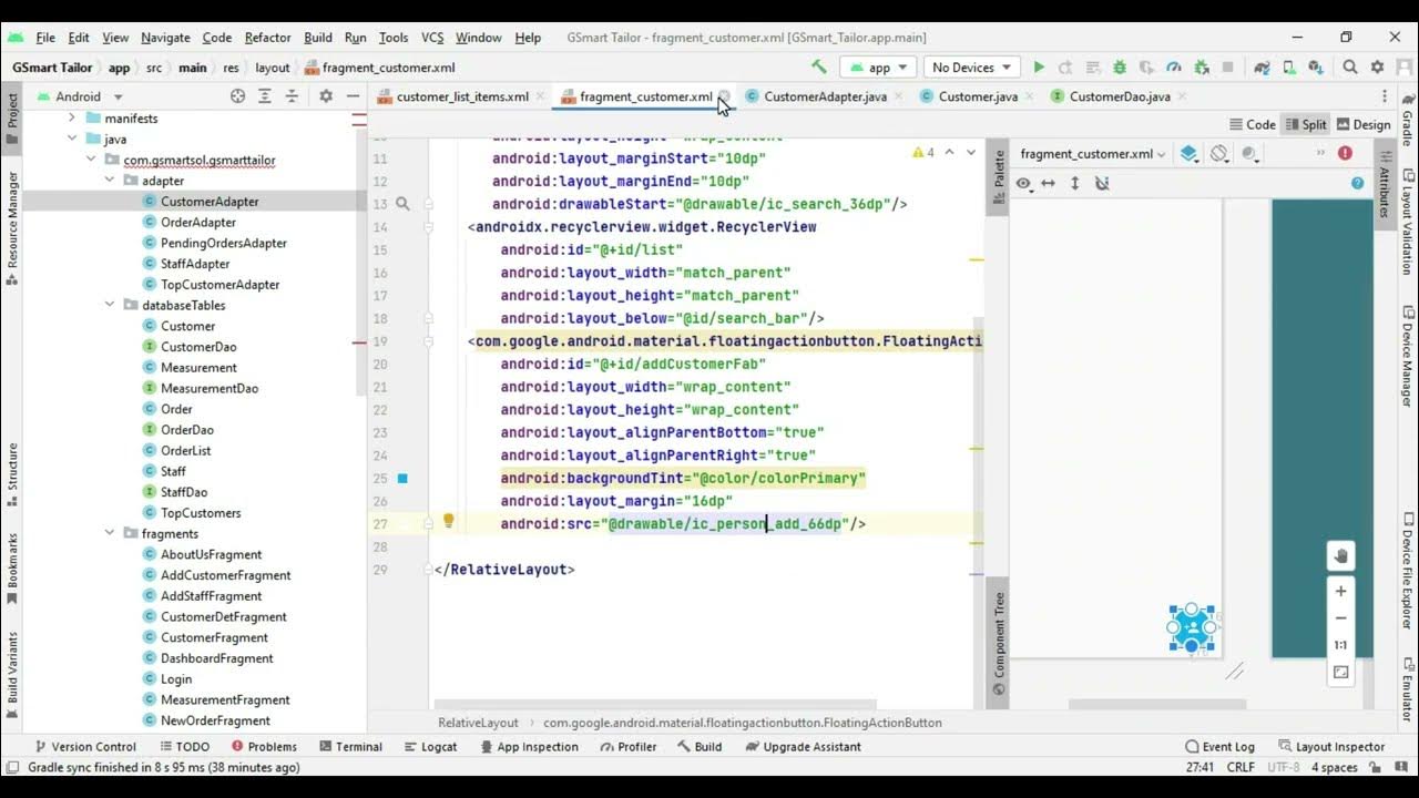 Tailor app source code part 3 Customer Table | Fragment | Adapter #sourcecode #androidapp # ...
