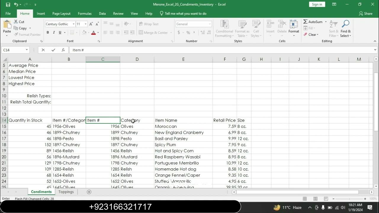 Excel_2G_Condiments_Inventory | Excel_2G_Condiments_Inventory | Full Course Deal Contact Us ...
