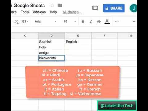 How to translate in Google Sheets - YouTube