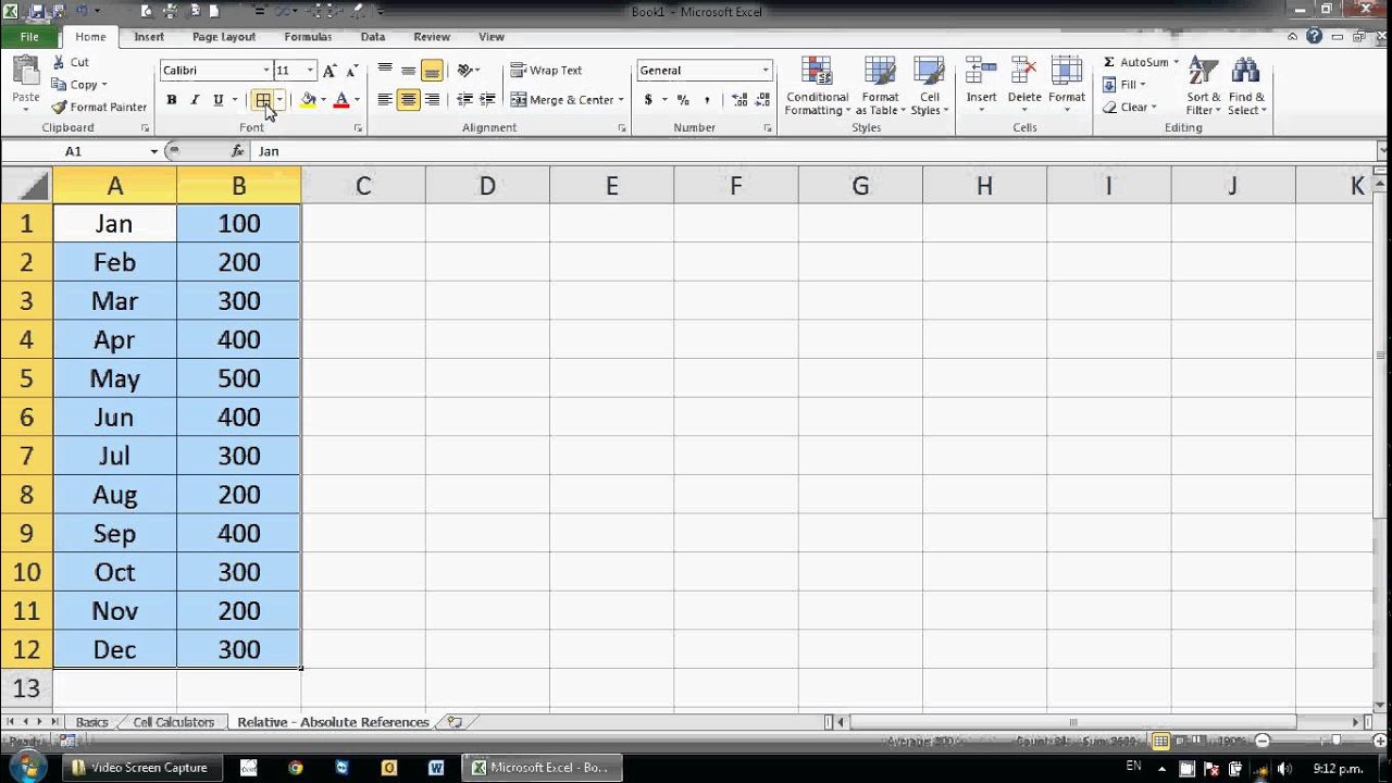 Excel Basic Formatting Cell Borders Bolding Align Center - YouTube