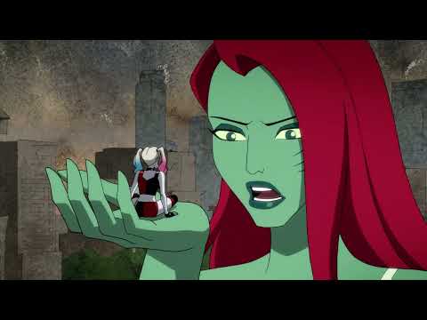 Giantess Poison Ivy debates eating Harley Quinn