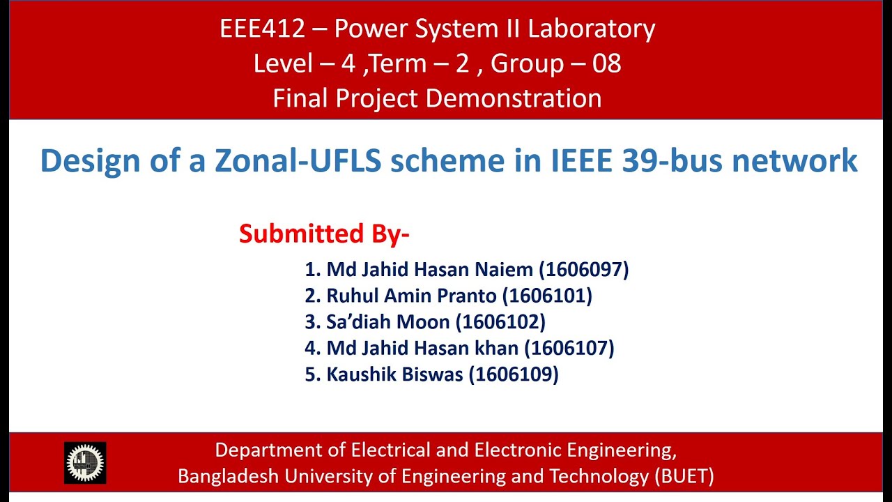 Design of a Zonal-UFLS scheme in IEEE 39-bus network - YouTube