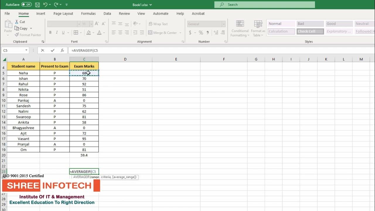 HOW to USE if statement IN excel #mscit #shree_infotech - YouTube