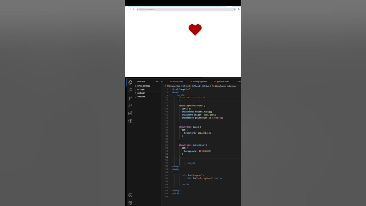 Create Heart ️ Using Html And Css Html Html5 Htmlshorts Css Cssshorts Javascript Youtube 