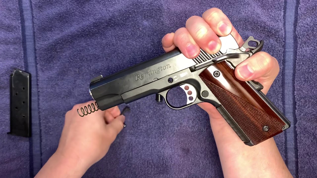 Disassembling 1911: Bushing first vs. Slide Stop first - YouTube