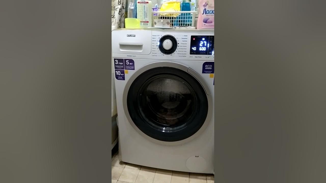 Стиральная машина Атлант добавляет время стирки - YouTube