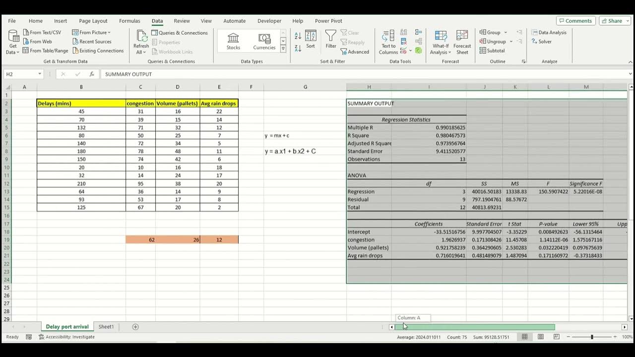 MULTIPLE LINEAR REGRESSION USING EXCEL - YouTube