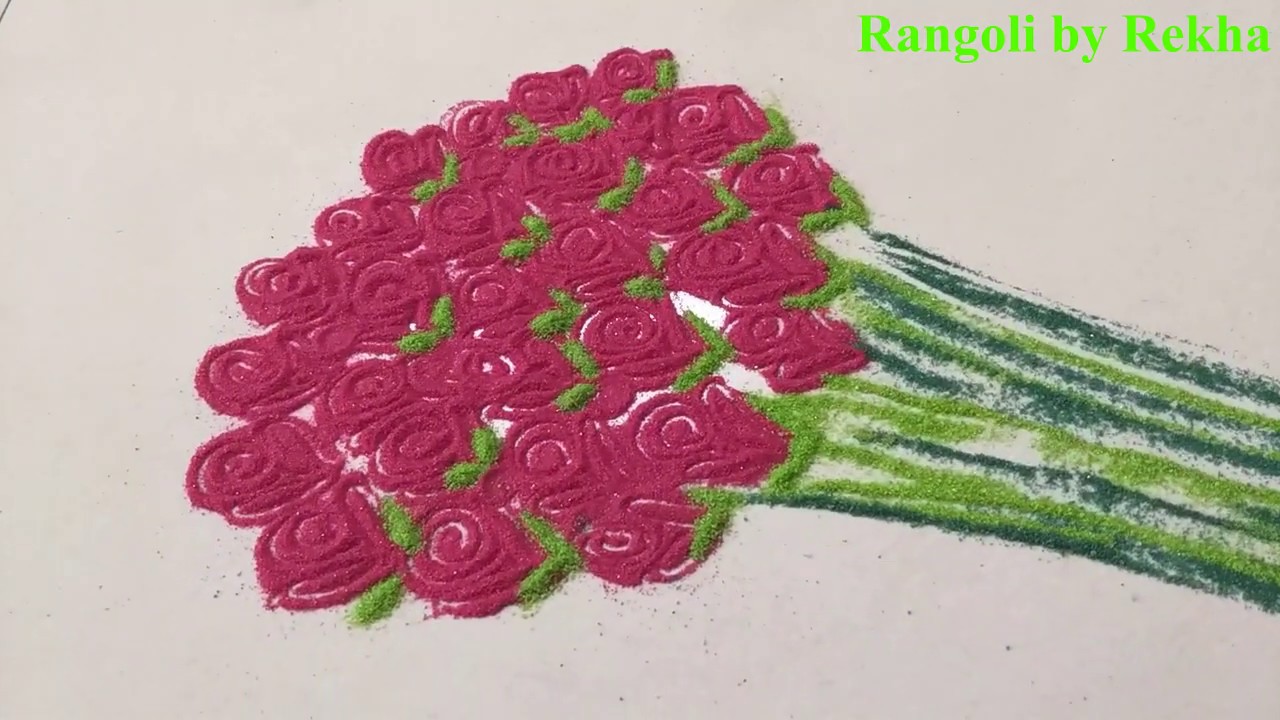 Attractive and simple Rose flower booke Rangoli Design - YouTube