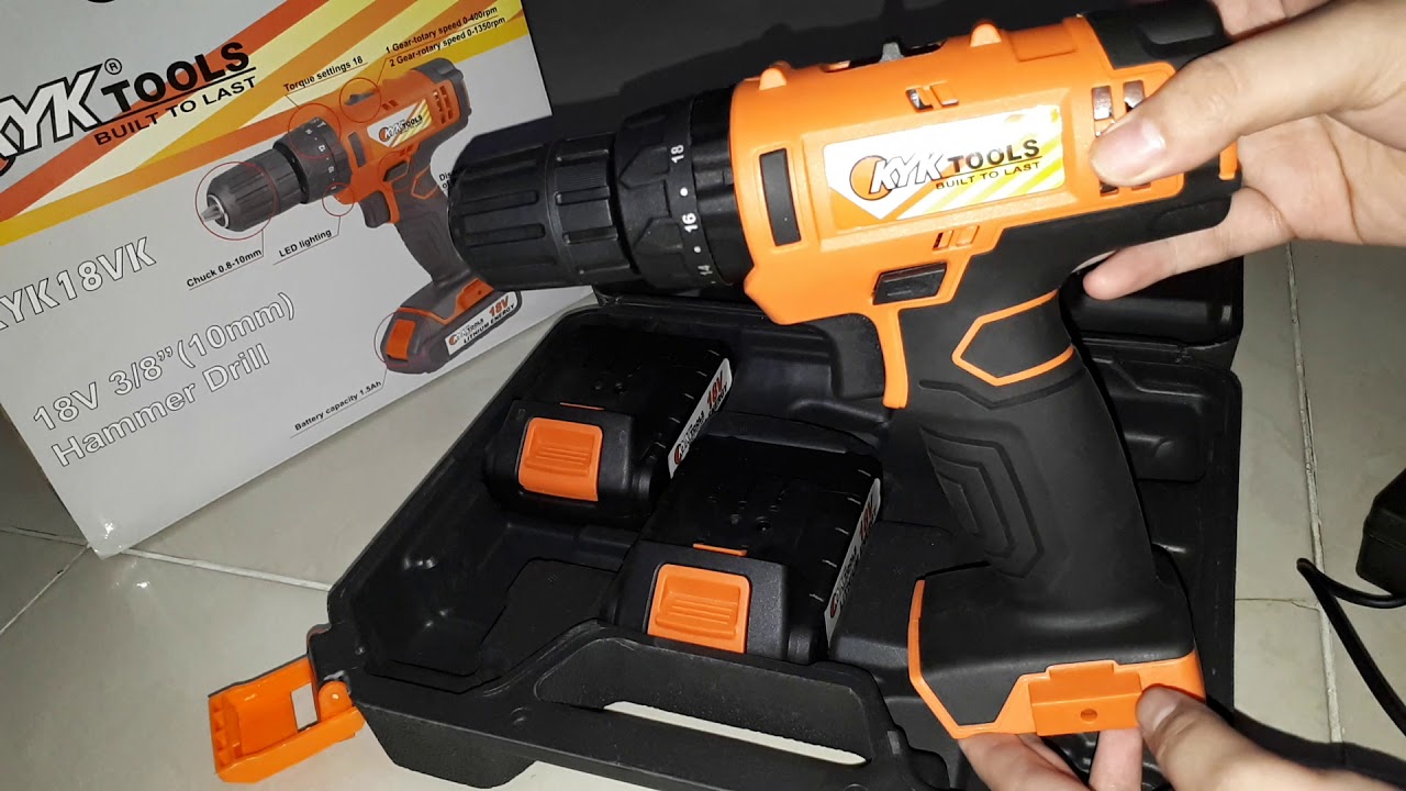 KYK 18v hammer impact cordless drill - YouTube