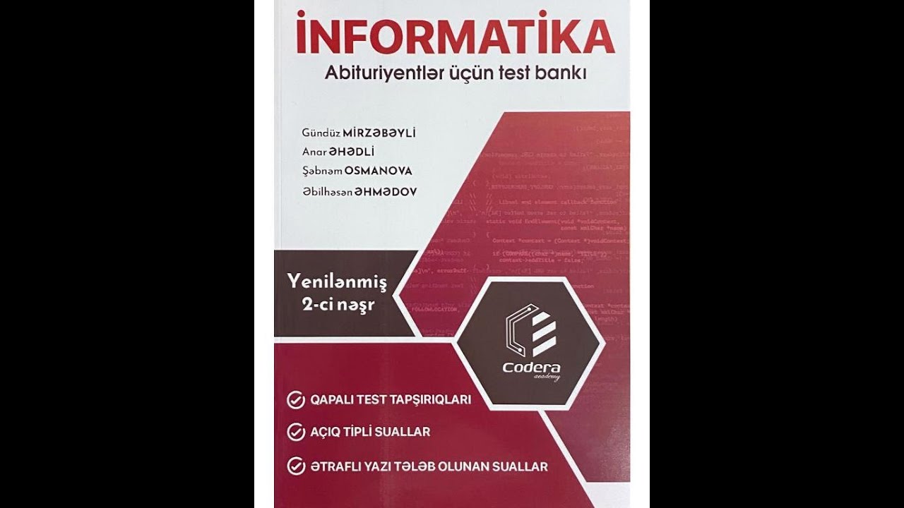 Codera 1.1 (2024 yenilənmiş 2 ci nəşr) İnformatika 46 sualın izahıhı(https://youtu.be ...