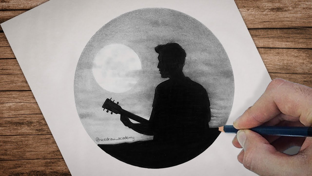 Alone Boy Drawing; How To Draw a Boy With Guitar Drawing / Easy Pencil ...