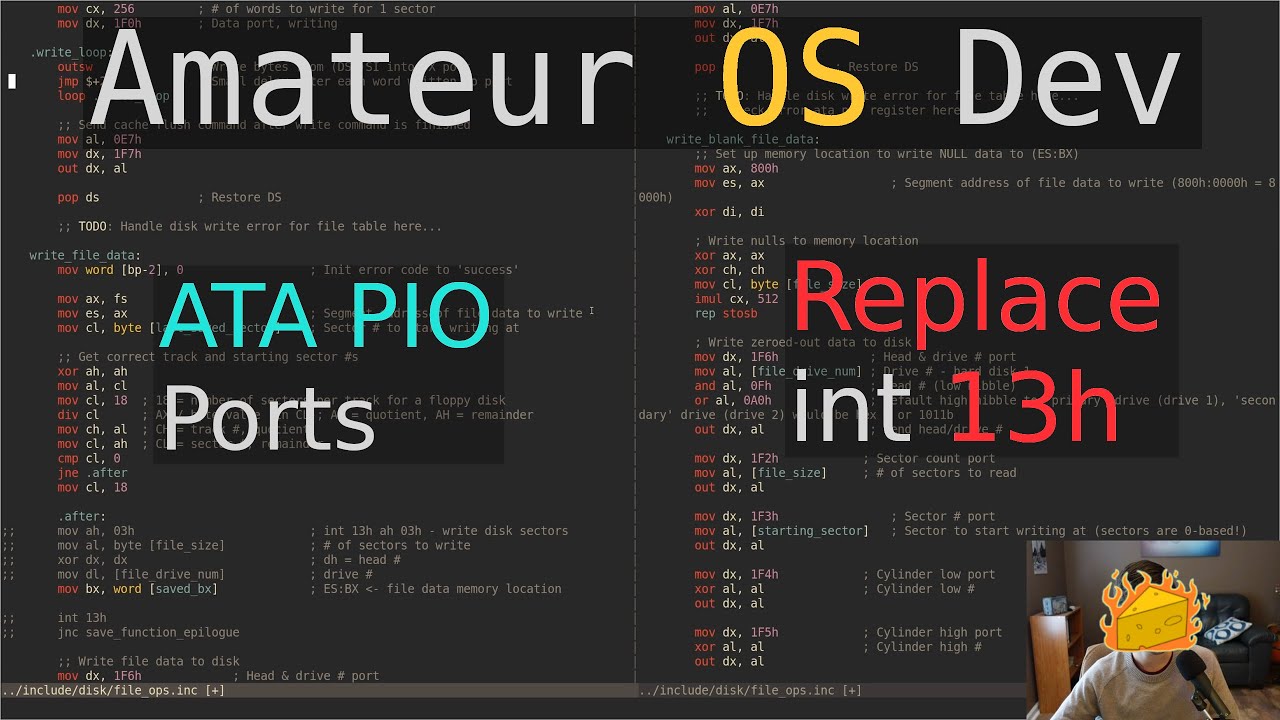 ATA PIO Ports, Replace int 13h - Amateur OS Dev (x86 asm) - YouTube