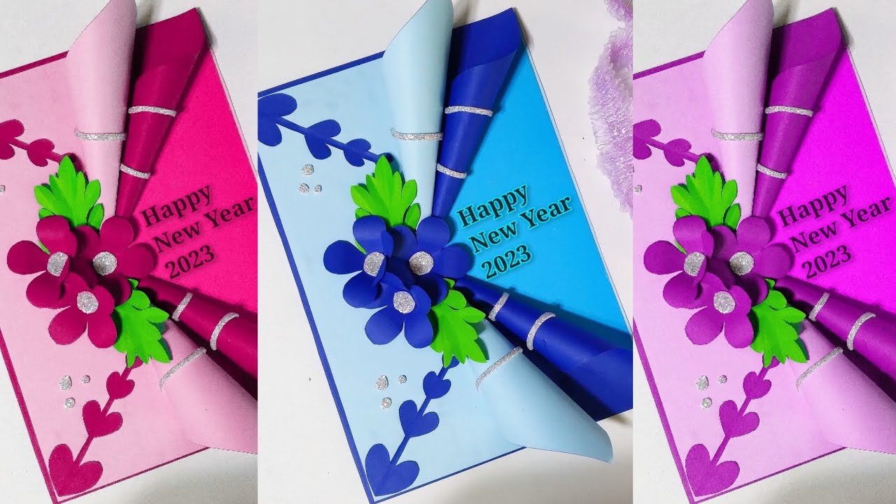 A4 nirmana / Happy new year 2023 / new year card making idea with paper ...