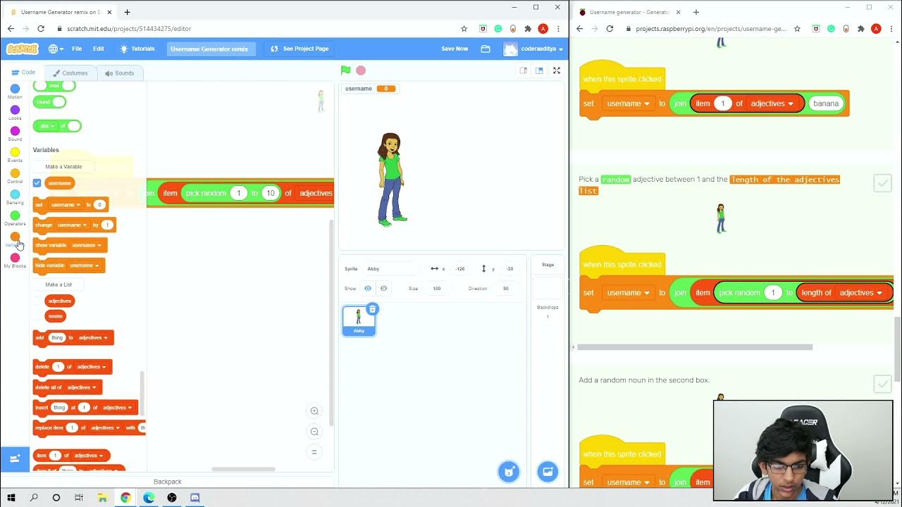Username generator Scratch project - YouTube