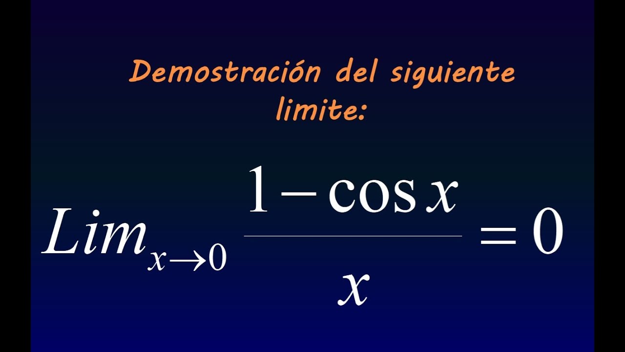Demostración del limite trigonométrico conocido (1-cos(x))/x - YouTube