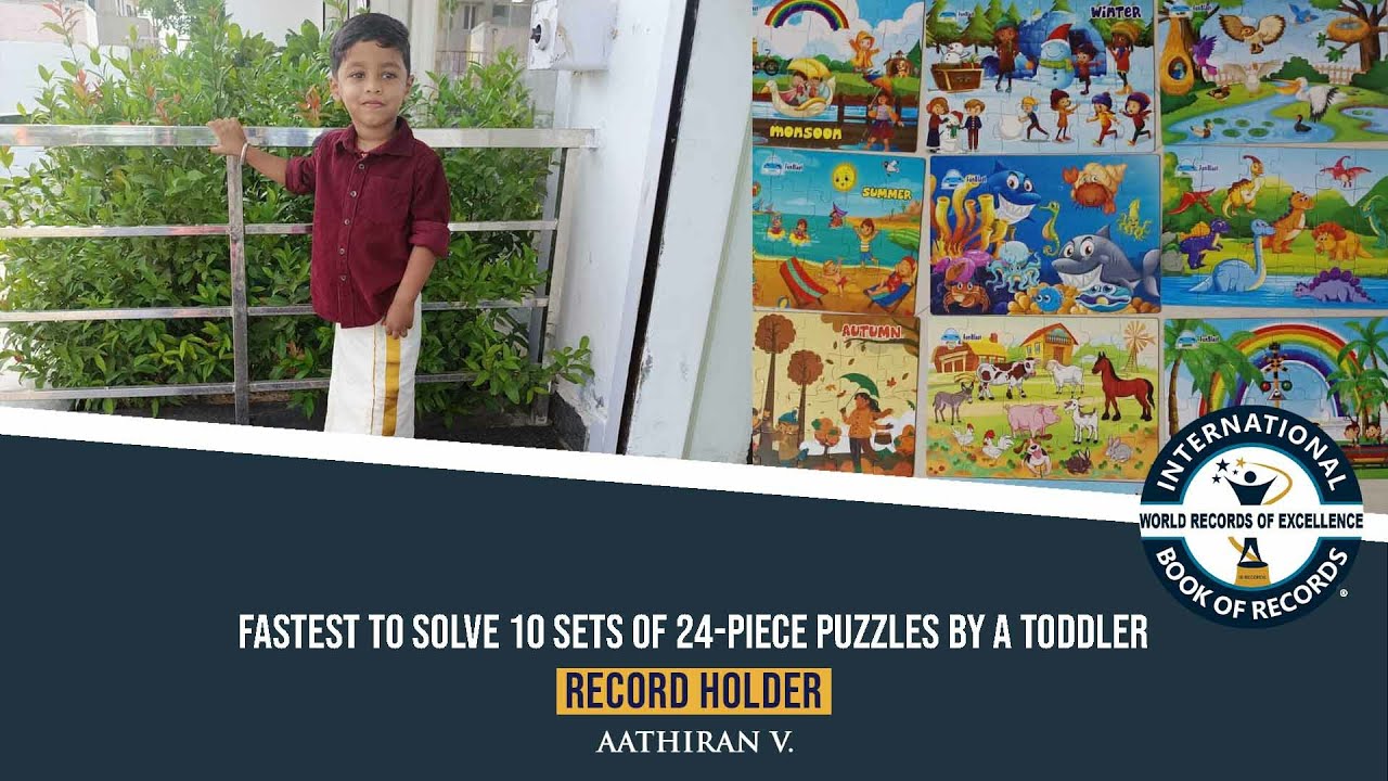 FASTEST TO SOLVE 10 SETS OF 24 PIECE jigsaw PUZZLES BY A TODDLER - YouTube