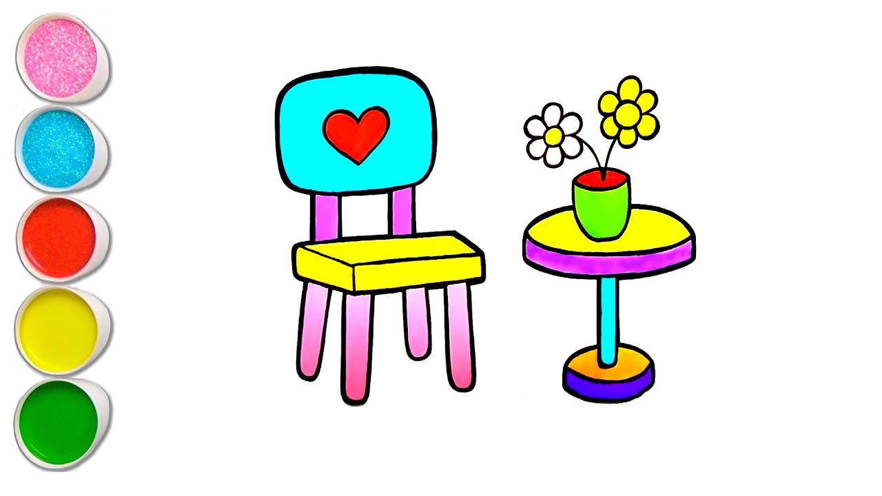 Chair drawing easy step by step, Painting & coloring for kids and ...
