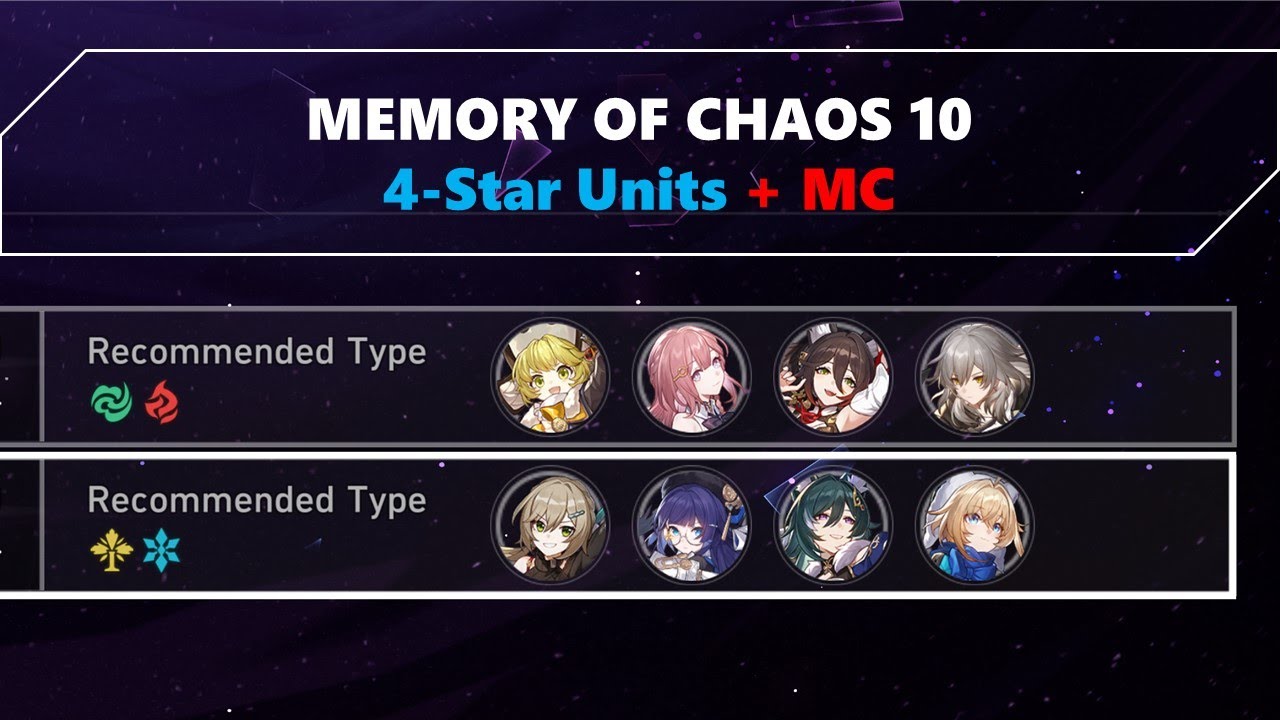 【HSR】4-Star Team + MC • Memory of Chaos 10 ┃ v1.4.2 - YouTube