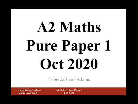 A2 Maths - 2020 - Paper 1 - Q1 - YouTube